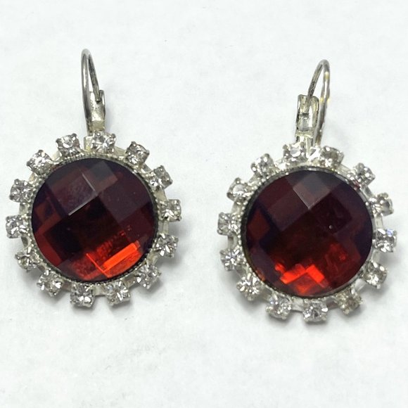 Vintage | Jewelry | Vintage Red Rhinestone Dangle Drop Earrings | Poshmark